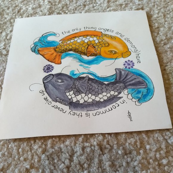 Hand Crafted | Art | Koi Ink Drawing | Poshmark